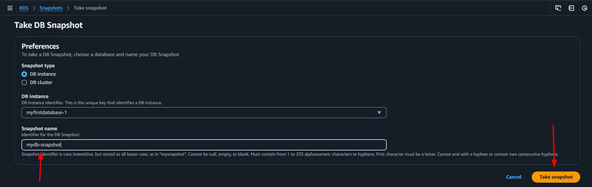 How to Take Snapshots in Amazon RDS